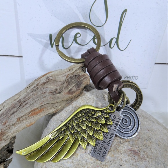AKreativDesign | Accessories | Leather Metal Angel Wing Keychain | Poshmark